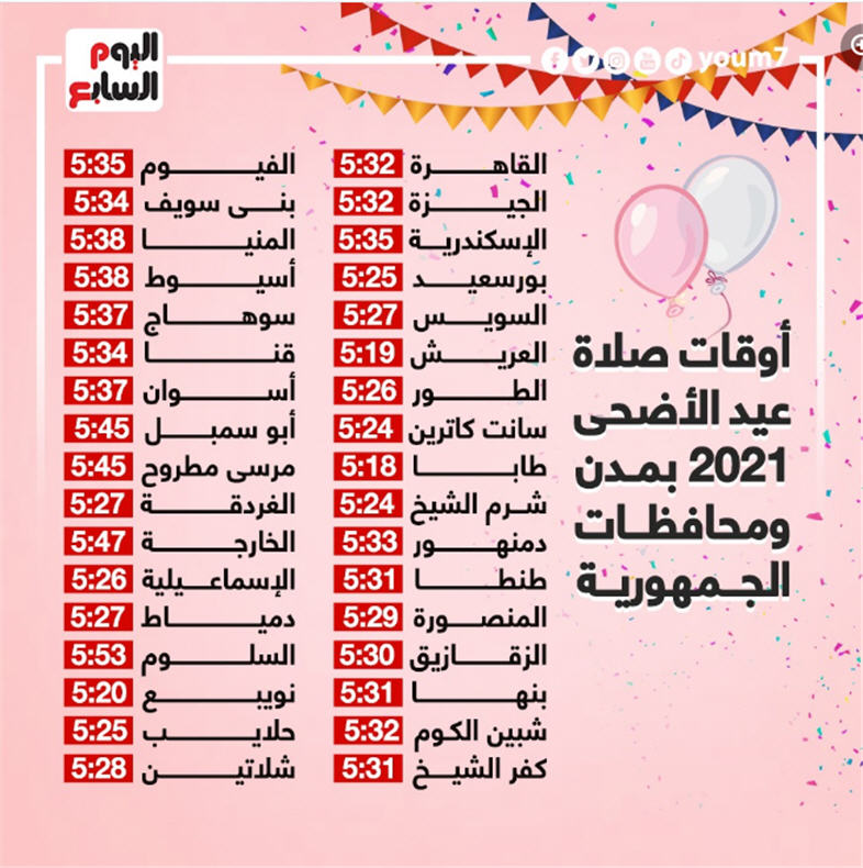 موعد صلاة عيد الأضحى 2021 بالمملكة العربية السعودية ، موعد صلاة العيد